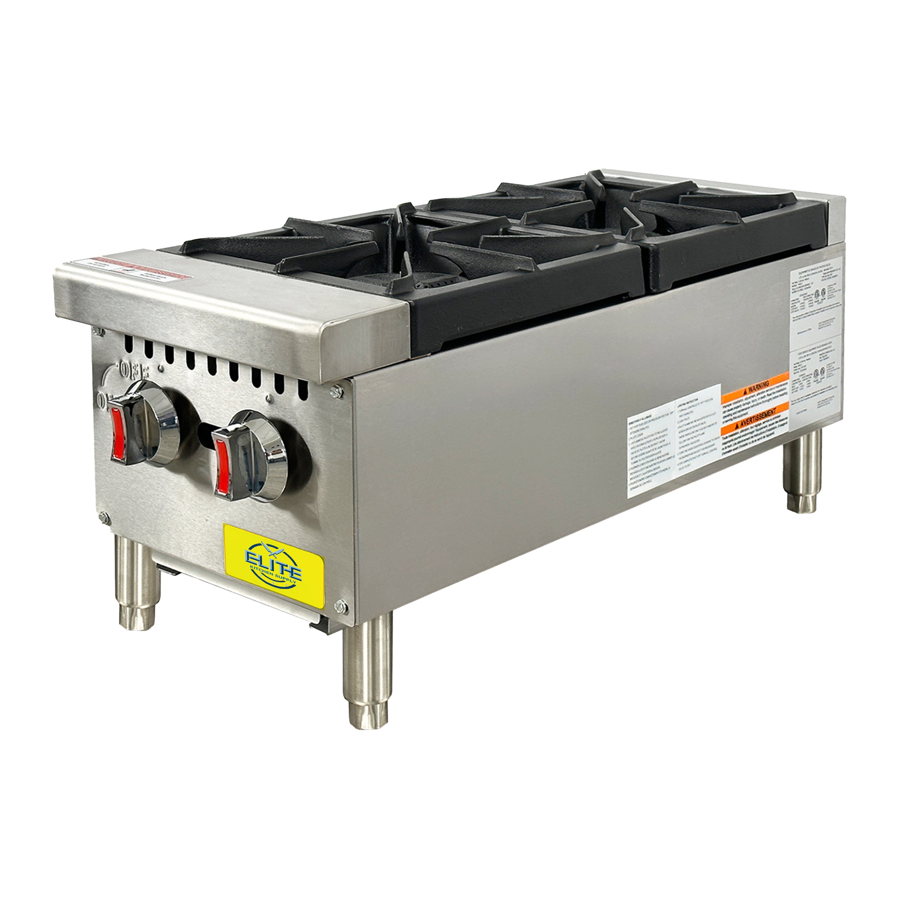 50,000 BTU Heavy Duty Two Burner Commercial Gas Hotplate Countertop ...