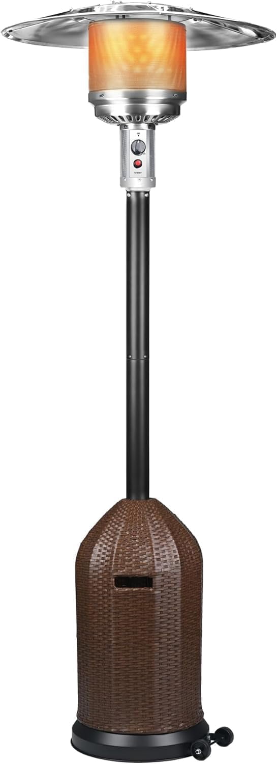 50,000 BTU Outdoor Propane Patio Heater with Wheels – Wicker-Style ...