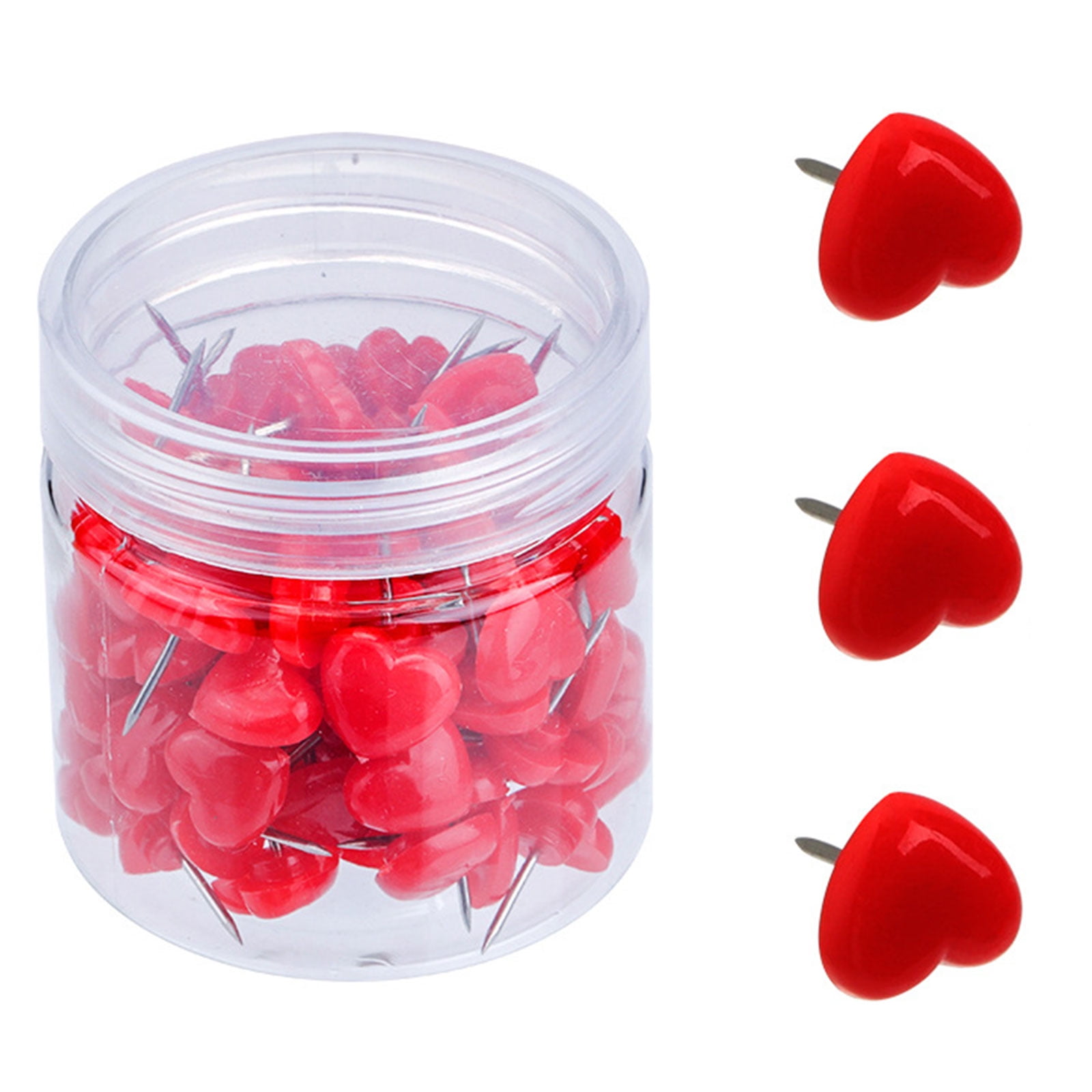 50/100/150Pcs Heart Push Pin Map Pins with Case Cork Notice Board Thumb ...
