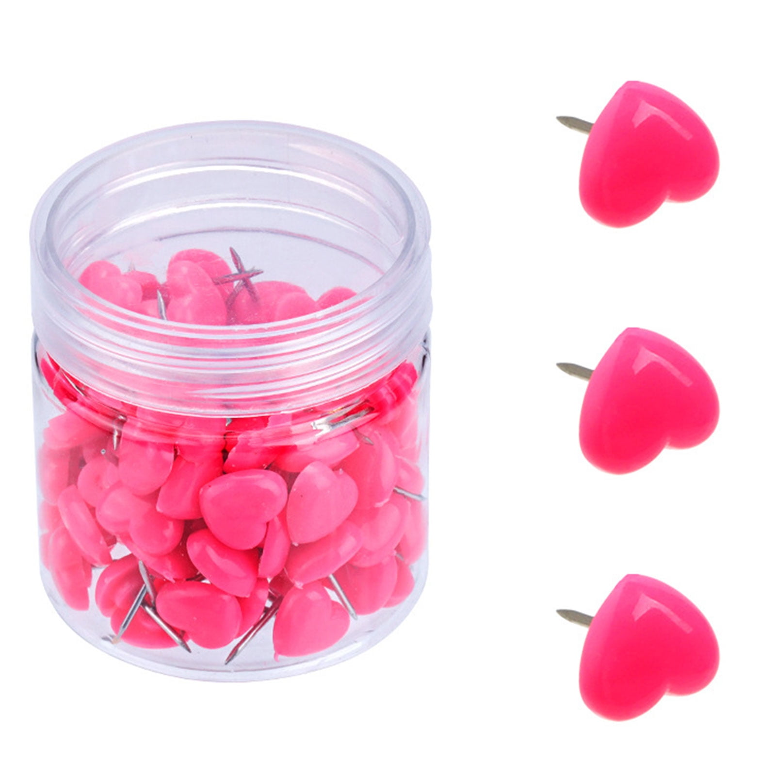 50/100/150Pcs Heart Push Pins with Case Decorative Thumb Tacks Drawing ...