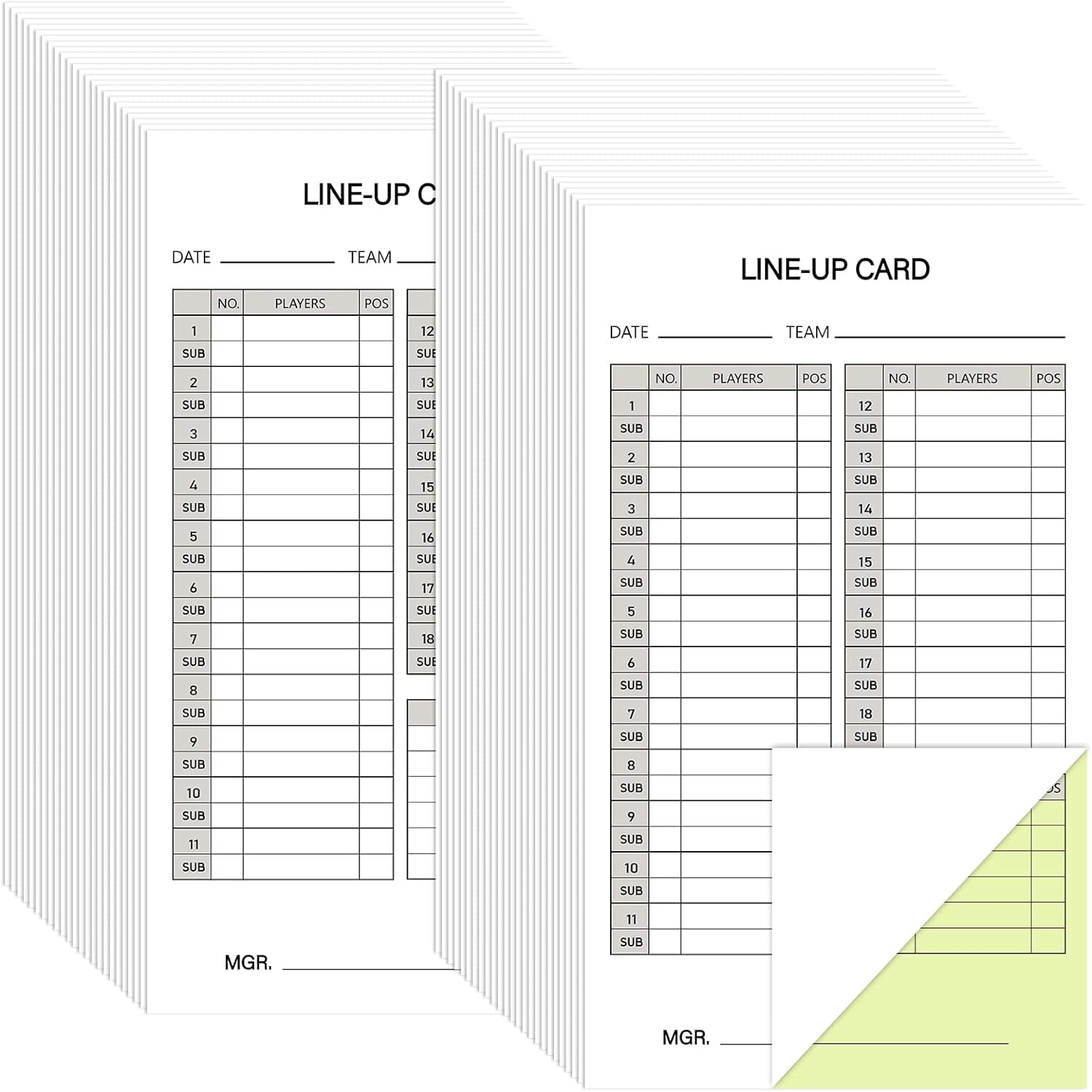 50/100/200 Baseball Softball Lineup Cards 4.52 x 7.86 Inch Sheet Games ...