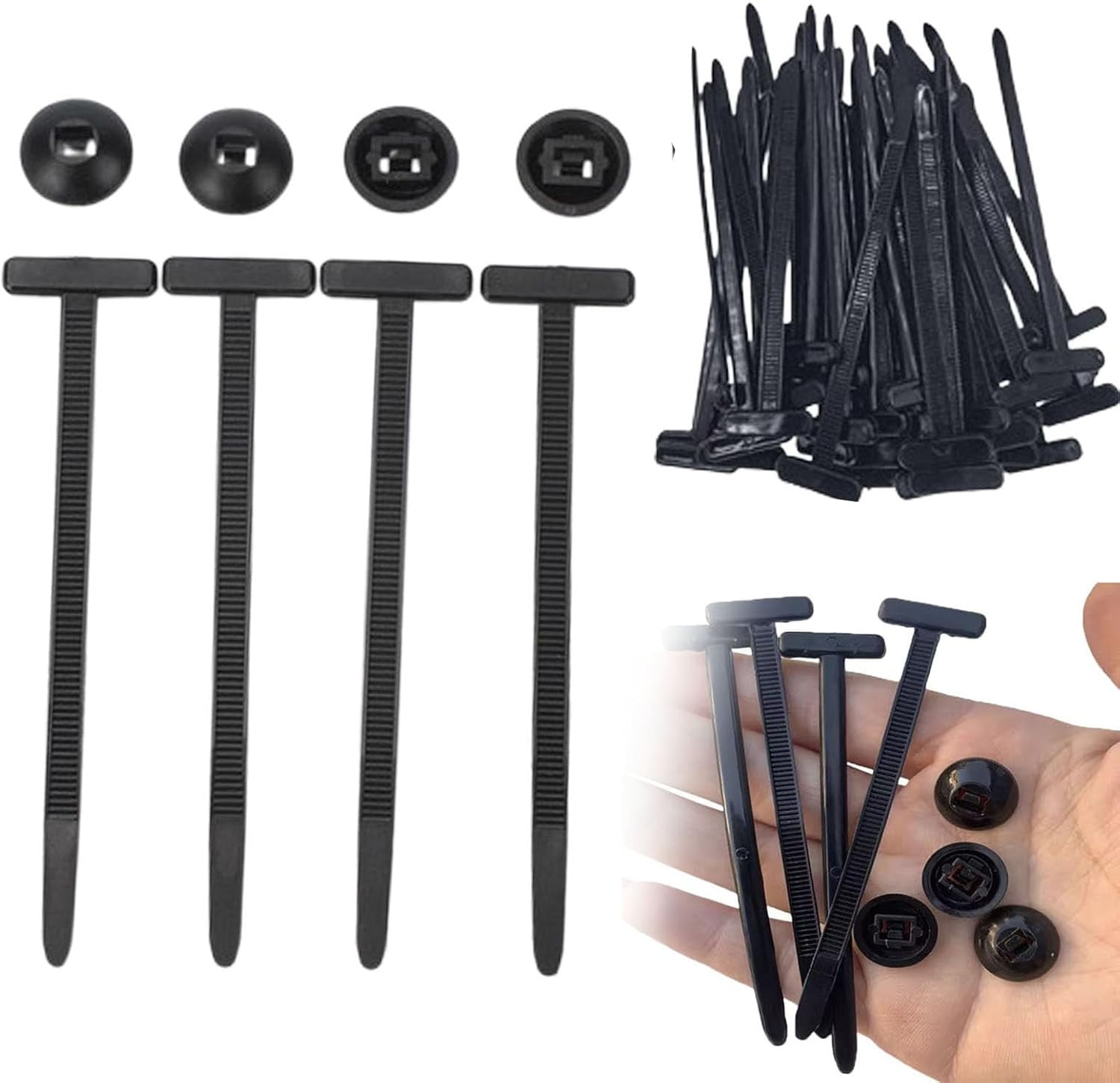 50/100/200PCS Rivet Style Zip Ties, T Zip Tie with Button, Universal ...