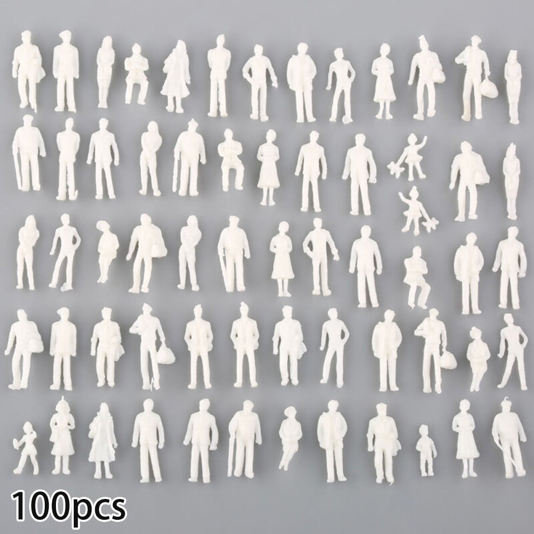 50/100 Pcs 1:75 Scale Model Miniature White Figures Human Architectural ...