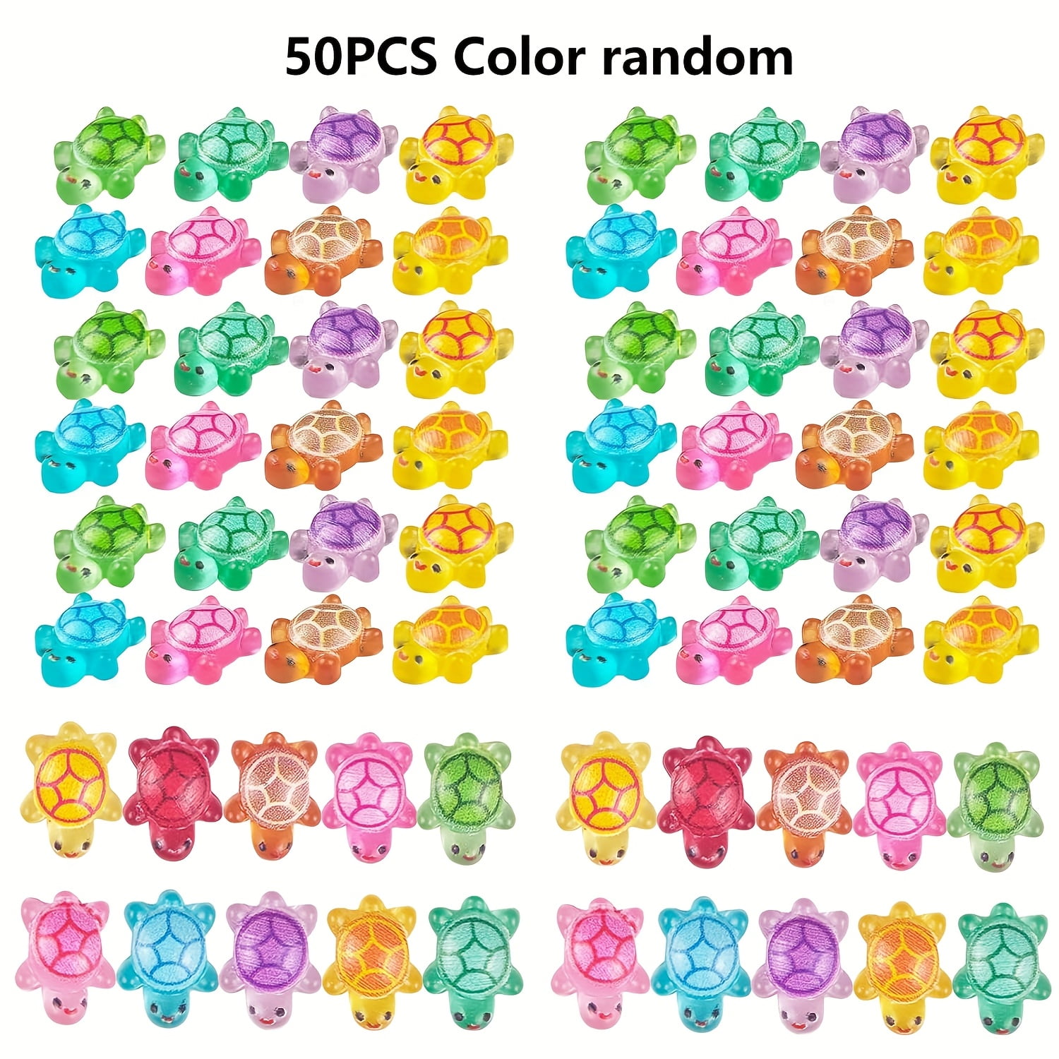 50/100 Pieces Tiny Turtles for Crafts Luminous Mini Resin Turtles ...