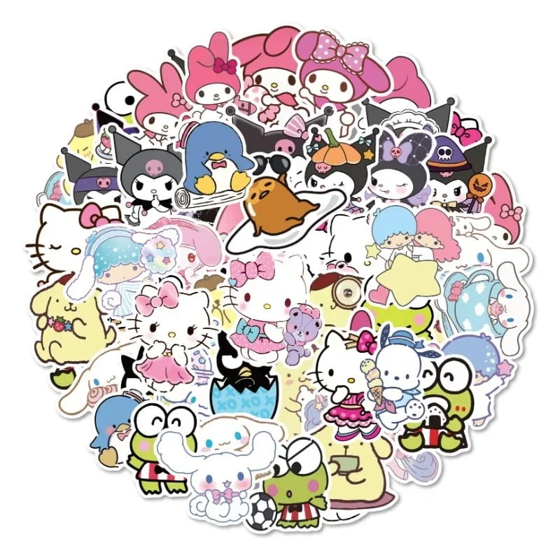 50/100 Sanrio Stickers Kids Waterproof Sticker Pack Stationery Anime ...