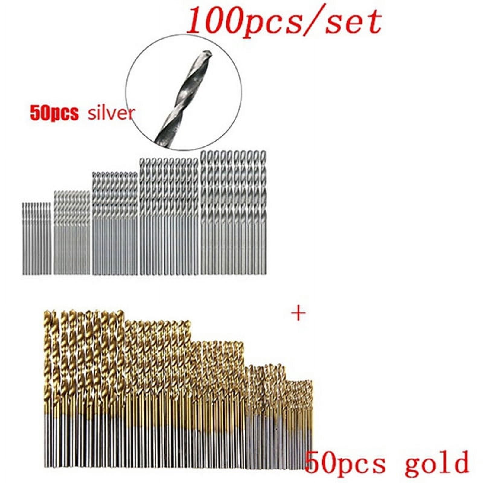 50/100 pcs Titanium Coated HSS High Speed Steel Drill Bit Set Tool ...