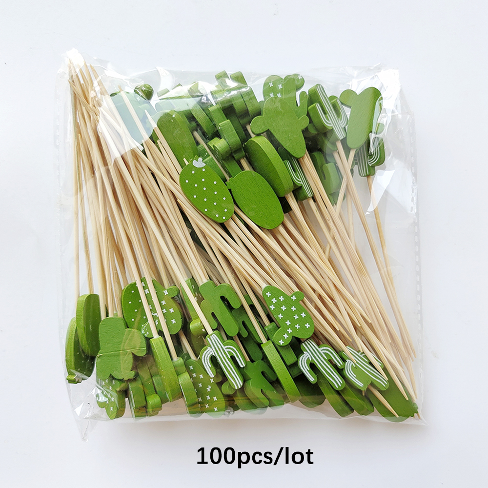 50/100Pcs Bamboo Skewers Hawaii Party Disposable Buffet Food Picks ...