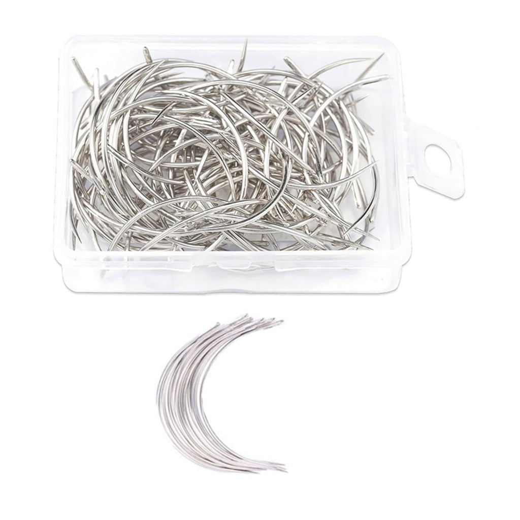 50/100Pcs C Curved Needle Wigs Making Pins, 4 Sizes Curved Sewing ...