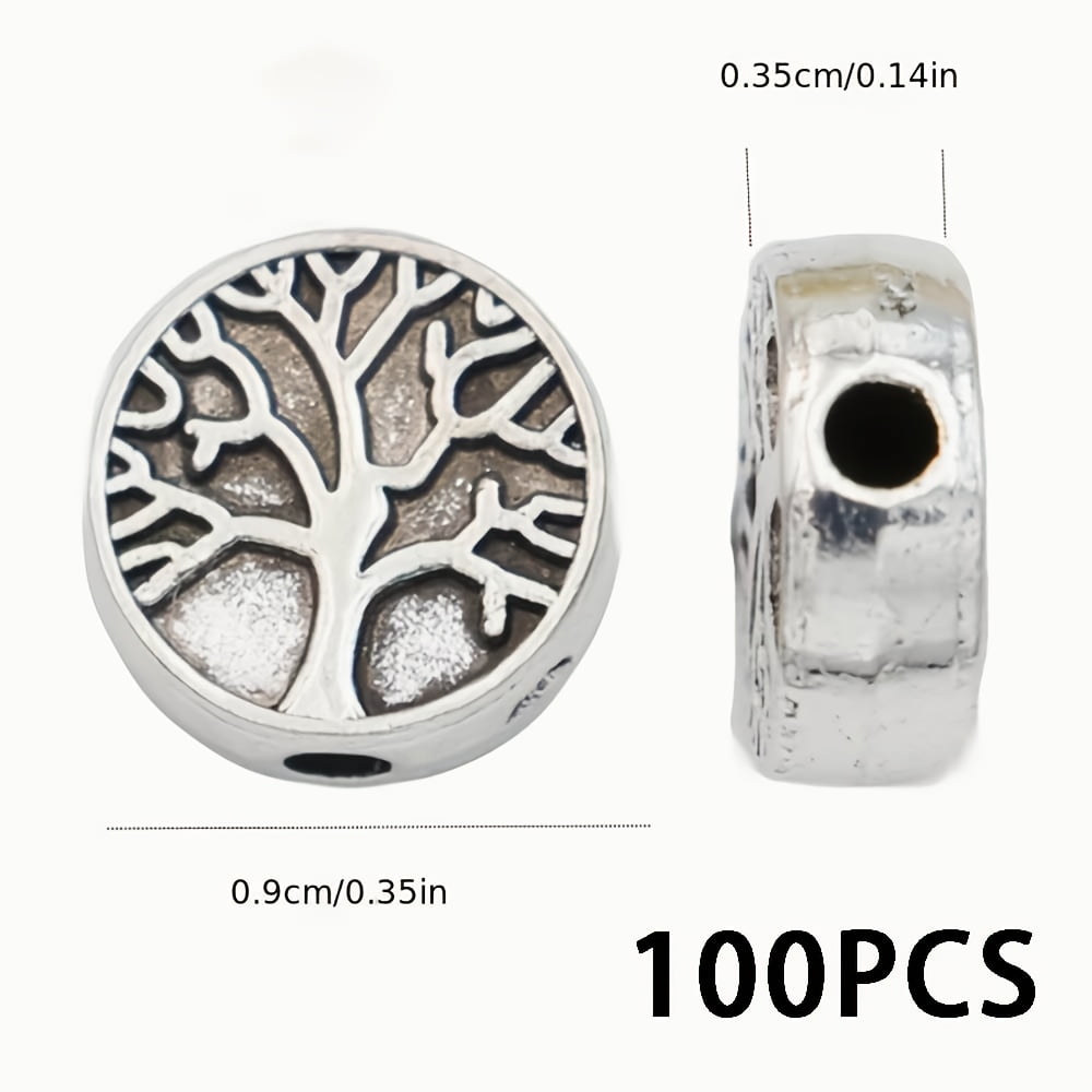 50/100pcs Antique Silvery Alloy Tree Of Life Spacing Beads, Suitable ...