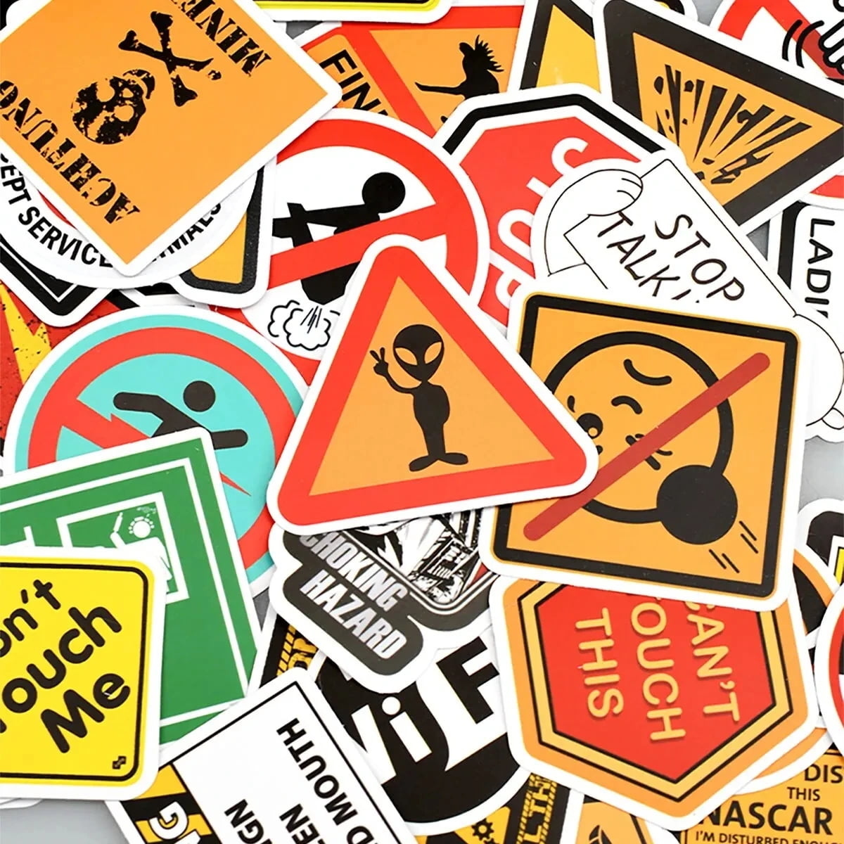 50/100pcs Cartoon Warning Stickers Danger Banning Skateboard Guitar ...