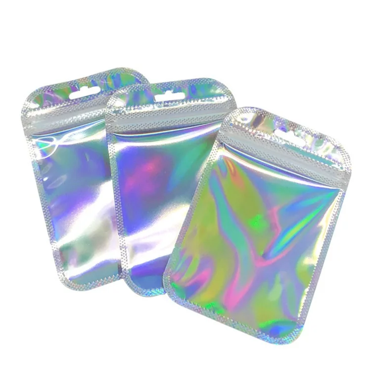 50/100pcs Iridescent Self Sealing Bags Pink Laser Plastic Pouches ...