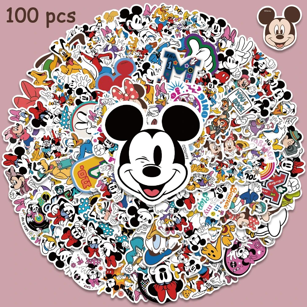 50/100pcs Mickey Mouse Minnie Mouse Pluto Stickers Cartoon Cute Decals ...