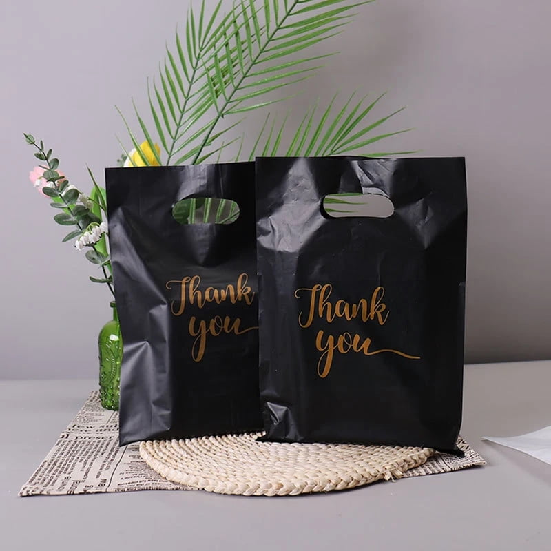 50/100pcs Reusable Plastic Thank You Bags Perfect Gifts Retail Shopping ...