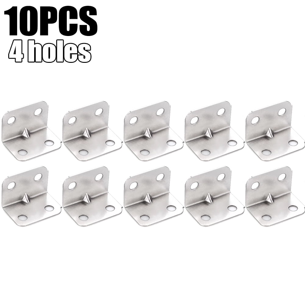 50/10x Stainless Steel Corner Brackets Universal for Cabinets Drawers ...