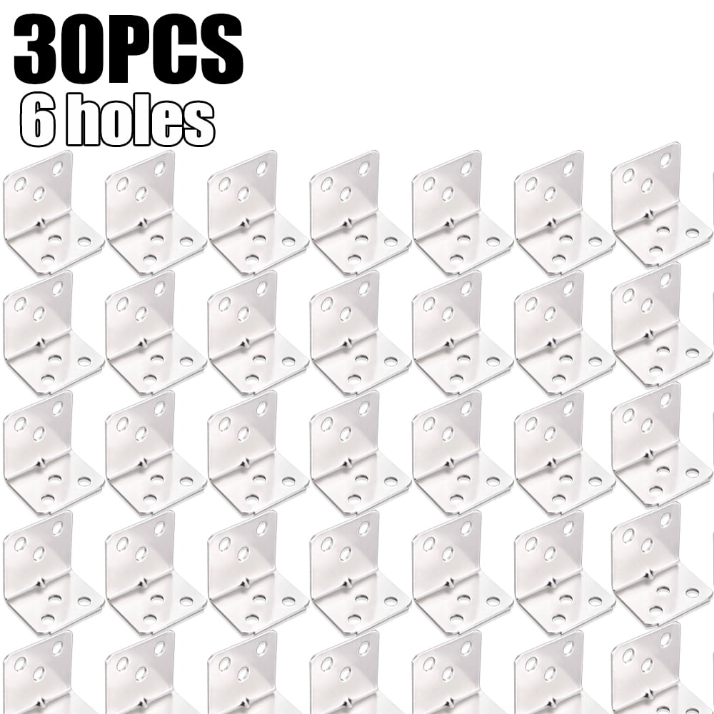 50/10x Stainless Steel Corner Brackets Universal for Cabinets Drawers ...