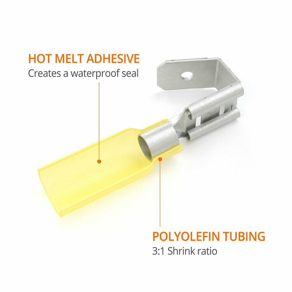 (50) 12-10 GAUGE YELLOW HEAT SHRINK PIGGYBACK PIGGYBACK WIRE CONNECTORS ...