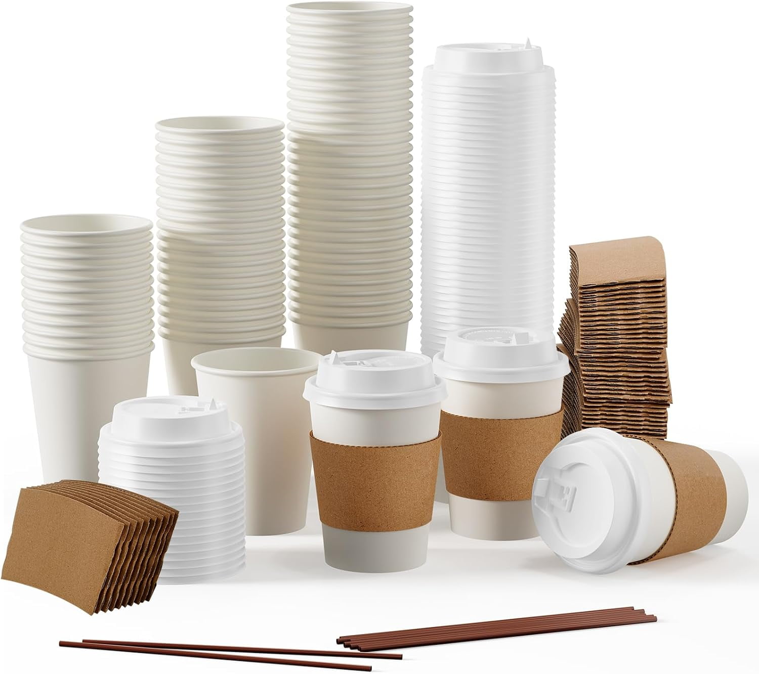 [50 ] 12 oz Paper Coffee Cups, Disposable Paper Coffee Cup with ...