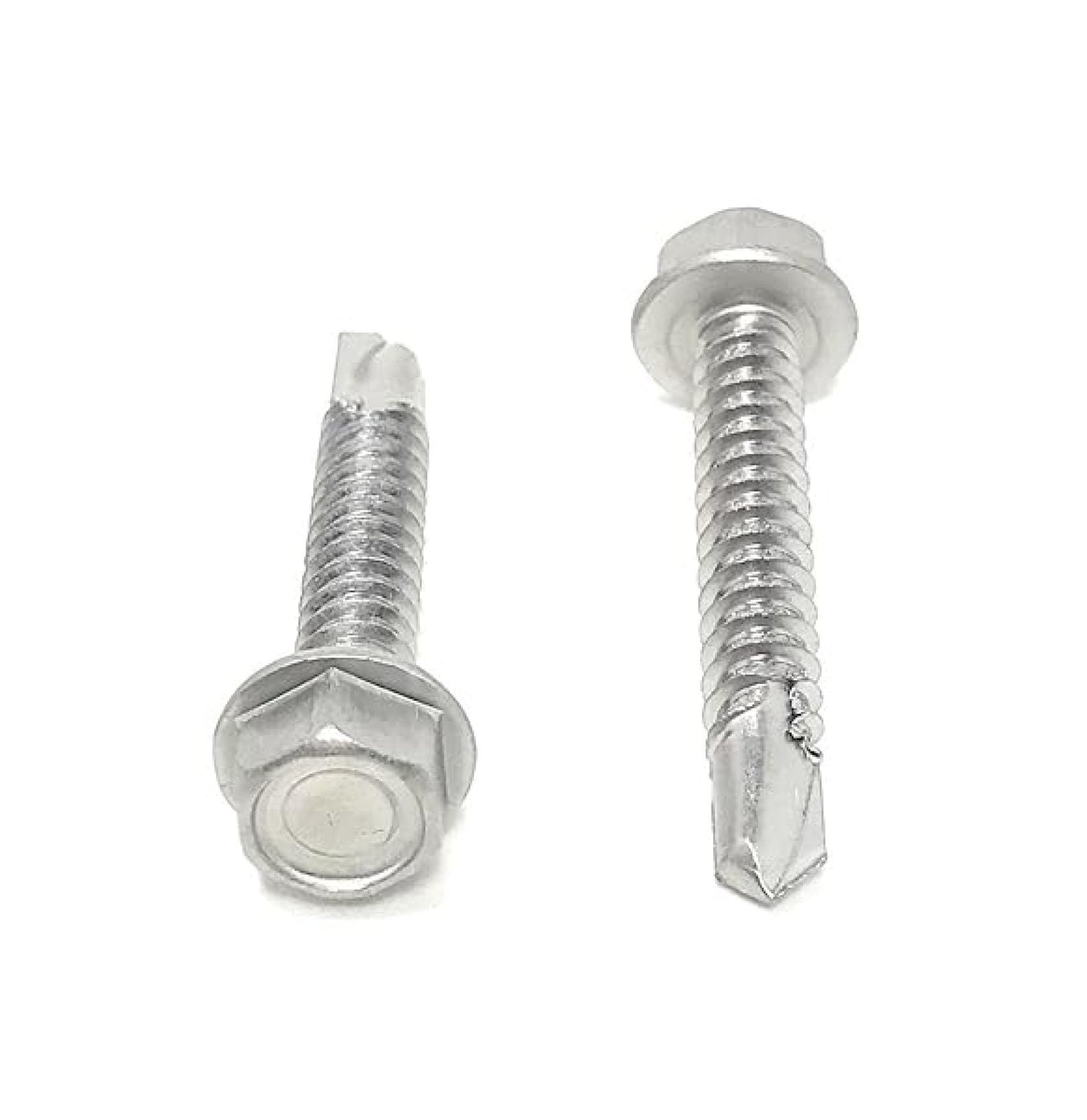 (50) #14 x 1-1/2 Stainless Steel Hex Washer Head Self-Drilling Tek Screws 410SS - Walmart.com