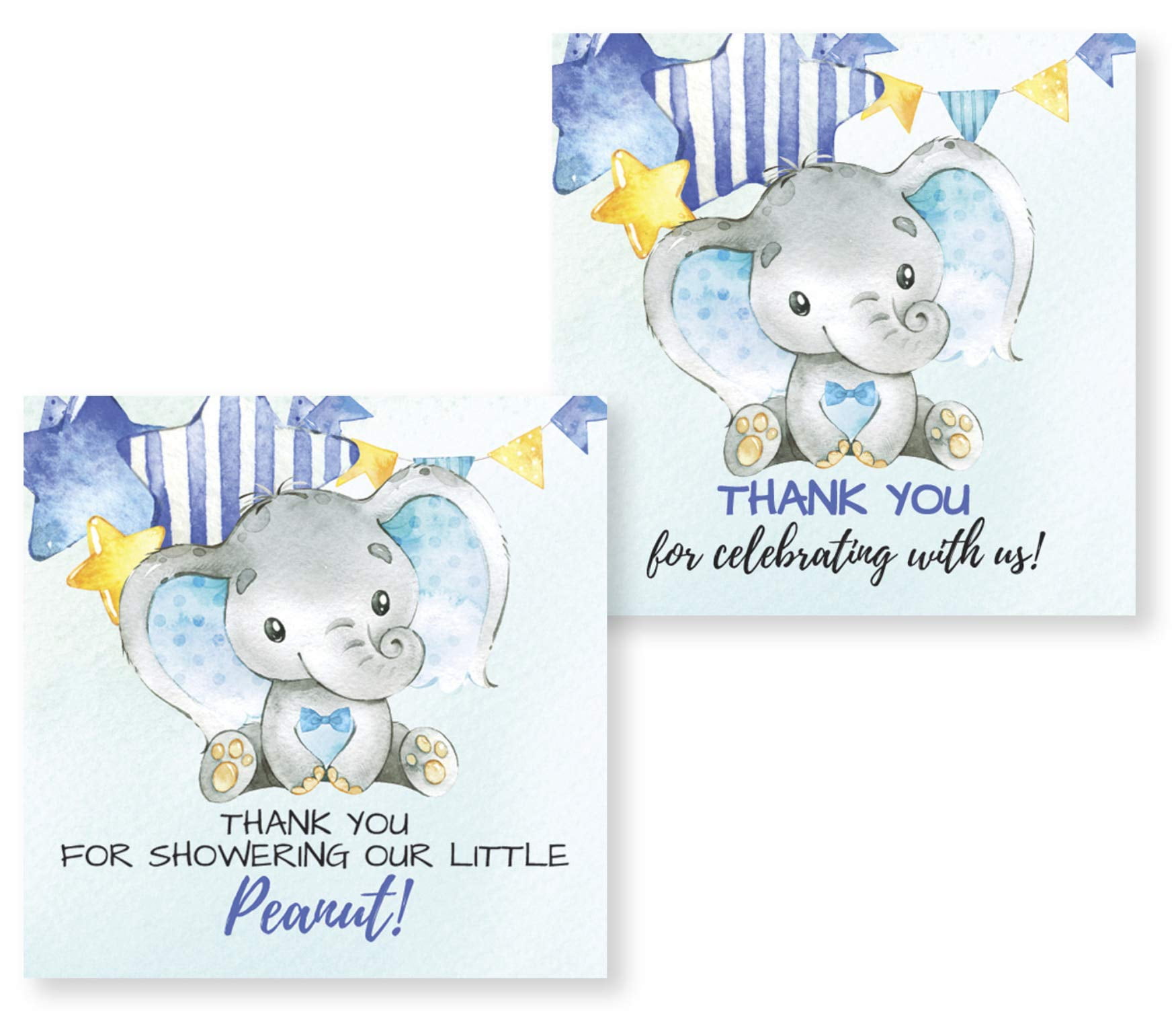 50-2 Inch Thank You Baby Shower BSL1 or Gender Reveal Elephant Stickers ...