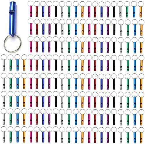 50-200 Pieces Emergency Whistle with Keychain Aluminum Survival Whistle ...