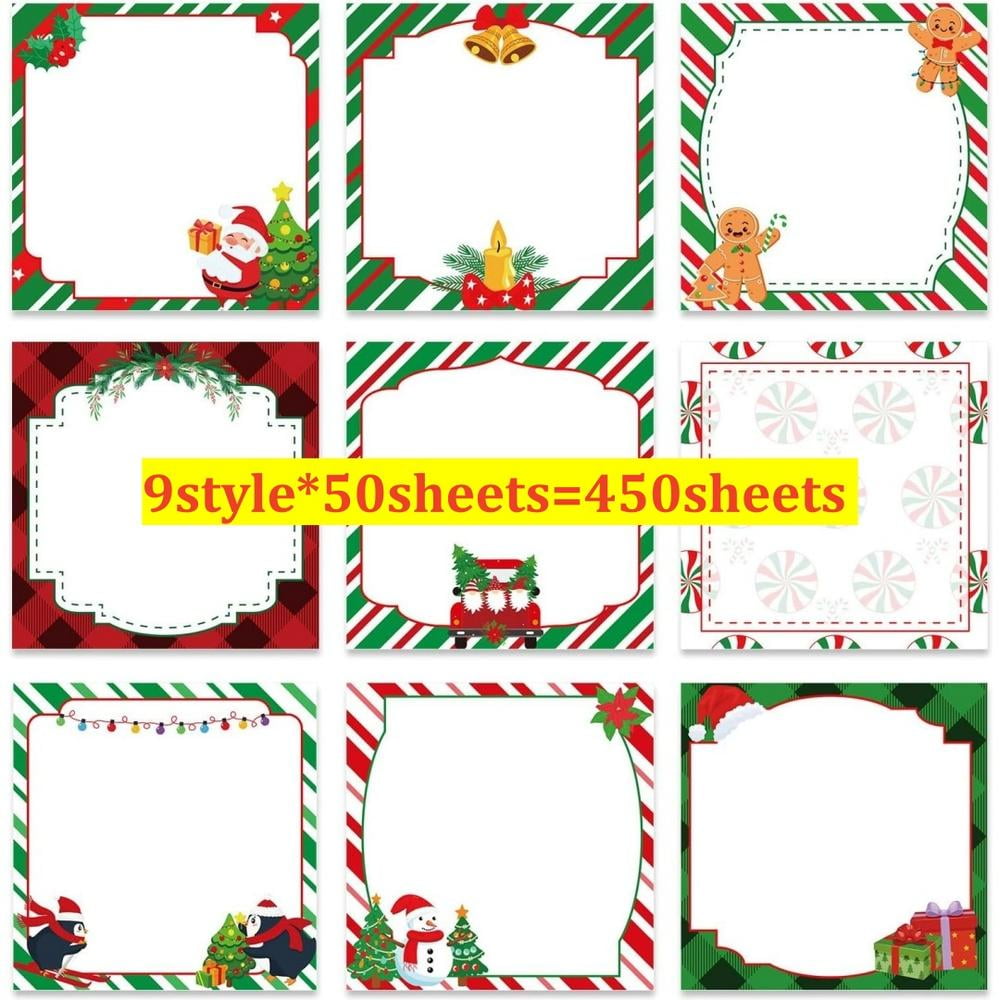 50/240/450 Sheets Christmas Memo Pads Set,Self-Stick Notes Pads,Snowman ...