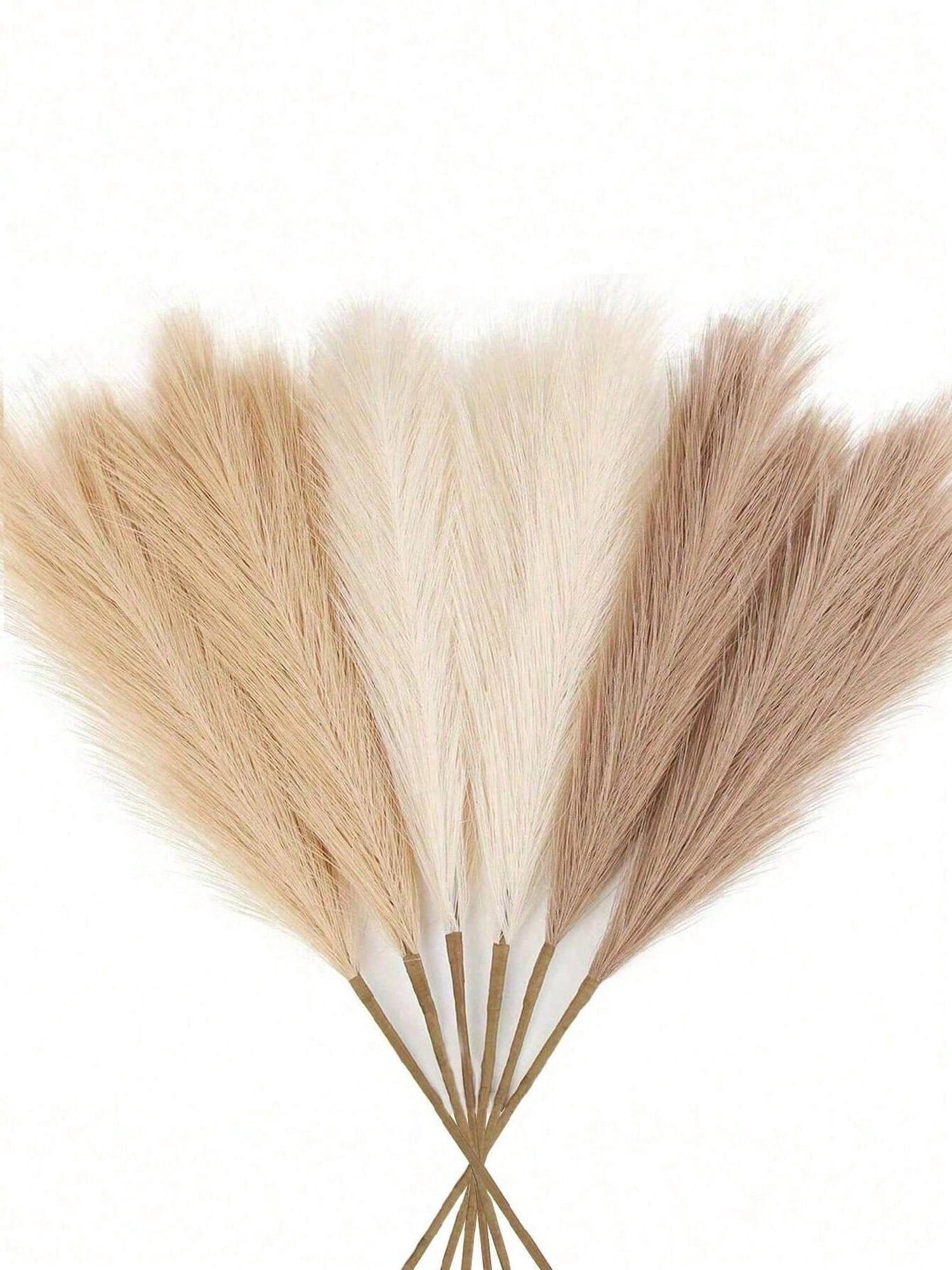 50/30/20/10pcs Faux Pampas Grass, Brown Artificial Fluffy Grass ...