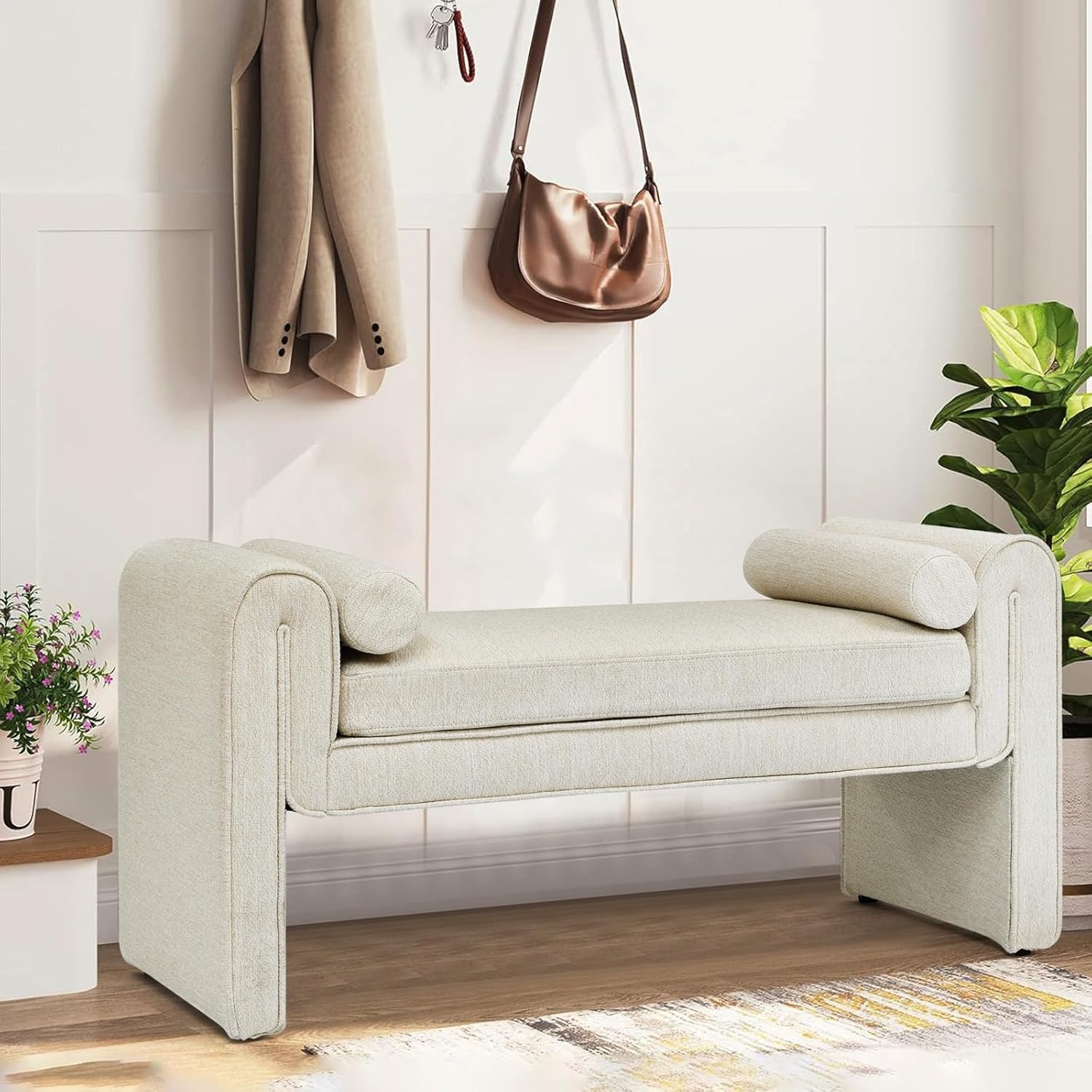 50.39" End of Bed Bench, Foot Bench for End of Bed, Entryway Ottoman ...
