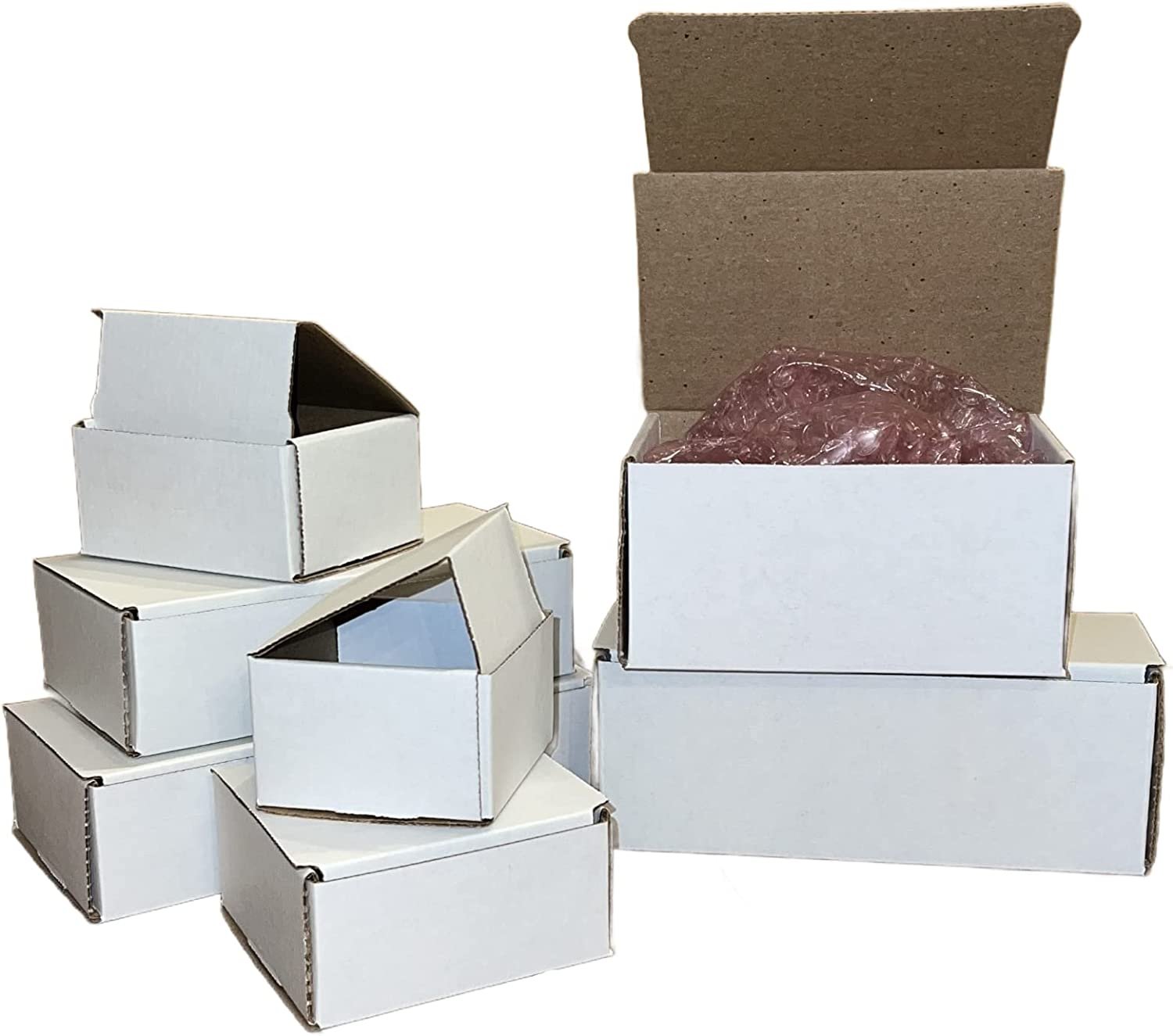 Hassch 50 Corrugated Paper Boxes 6X4X2 "(15.2 * 10 * 5Cm) White Outside ...