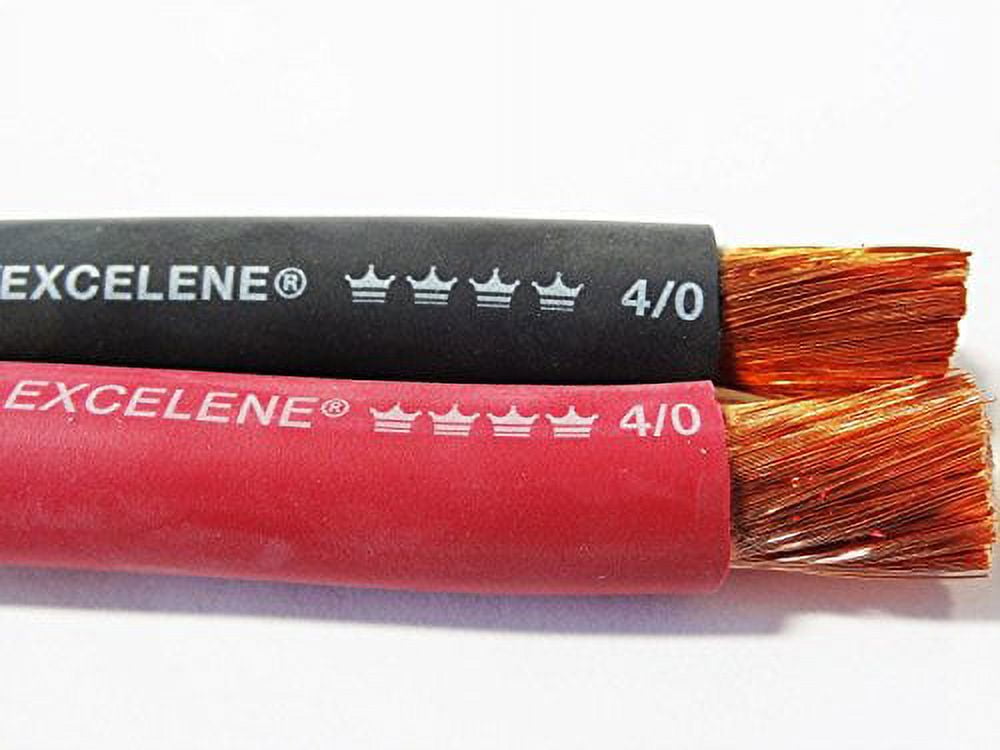 50' 4/0 EXCELENE WELDING BATTERY CABLE 25' BLACK 25' RED USA MADE 600V ...