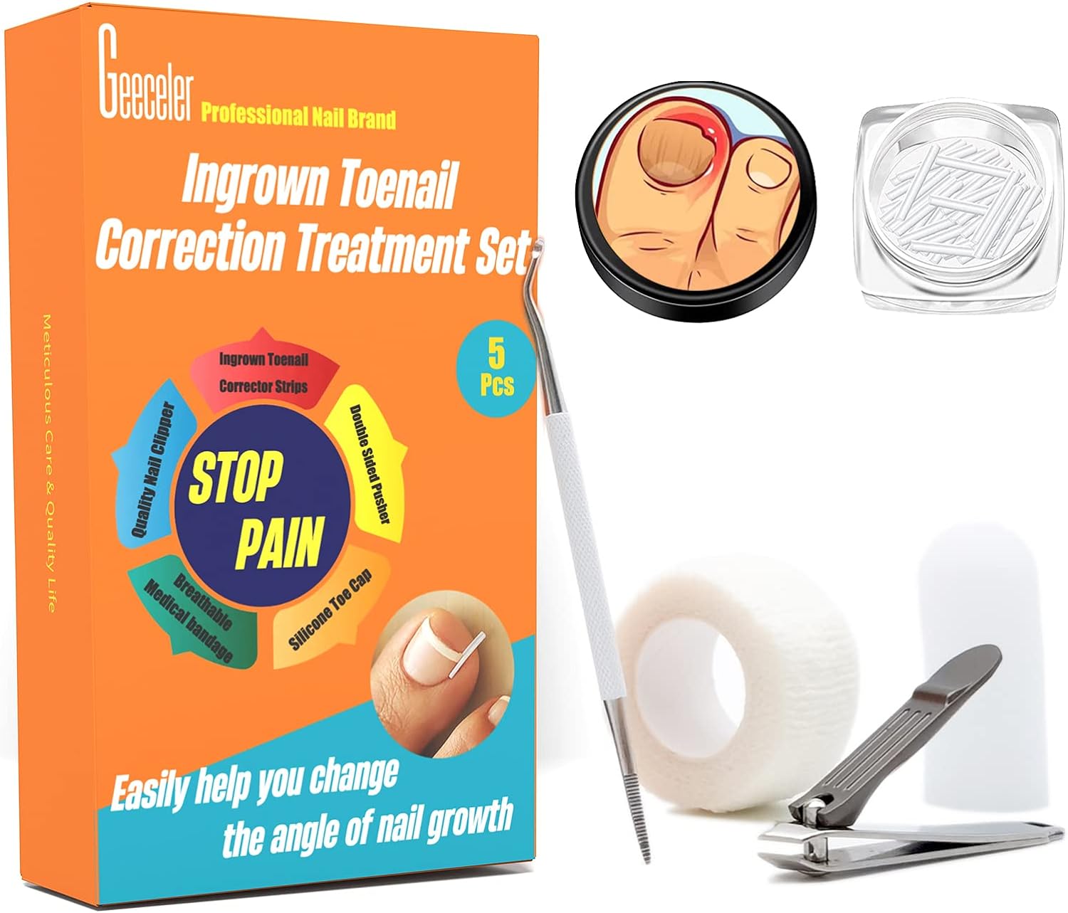 (50+4) Ingrown Toenail Correction Kit(50 Corrector Strips/Double-Sided ...