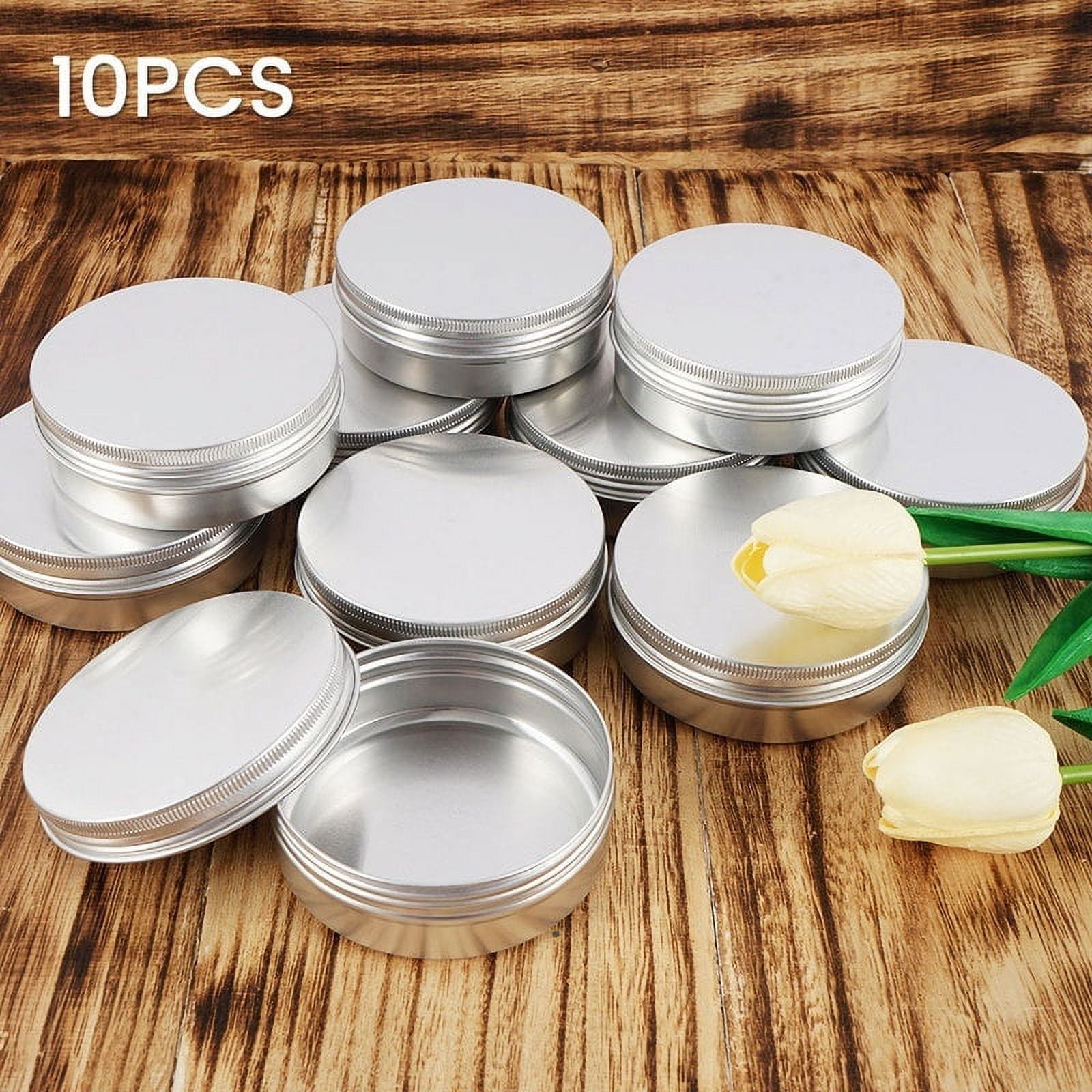 50/40/30/20/10pcs/set 50/100ml tin cans screw top round metal lip balm ...