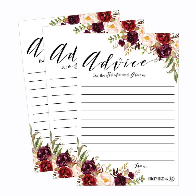 Printable Wedding Advice Note Cards