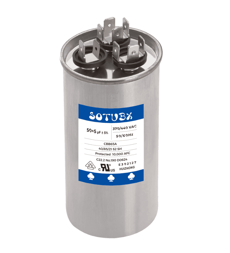 50+5 MFD 370/440VAC Round Motor Dual Run Capacitor 50+5 uF 370V or 440 ...