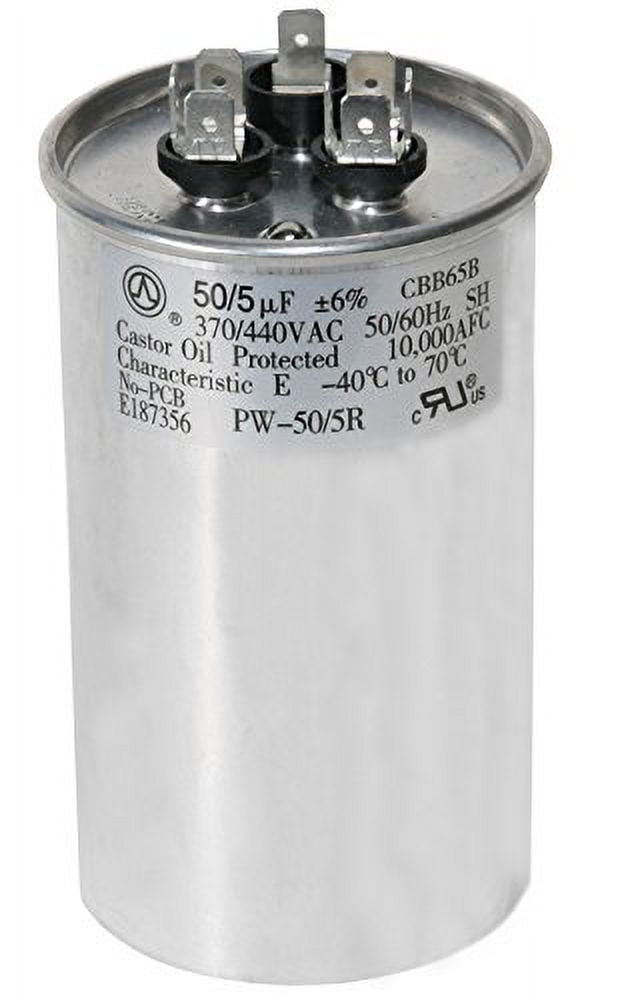 50 + 5 MFD uf PW-50/5/R 370 or 440 Volt Dual Run Round Capacitor for ...