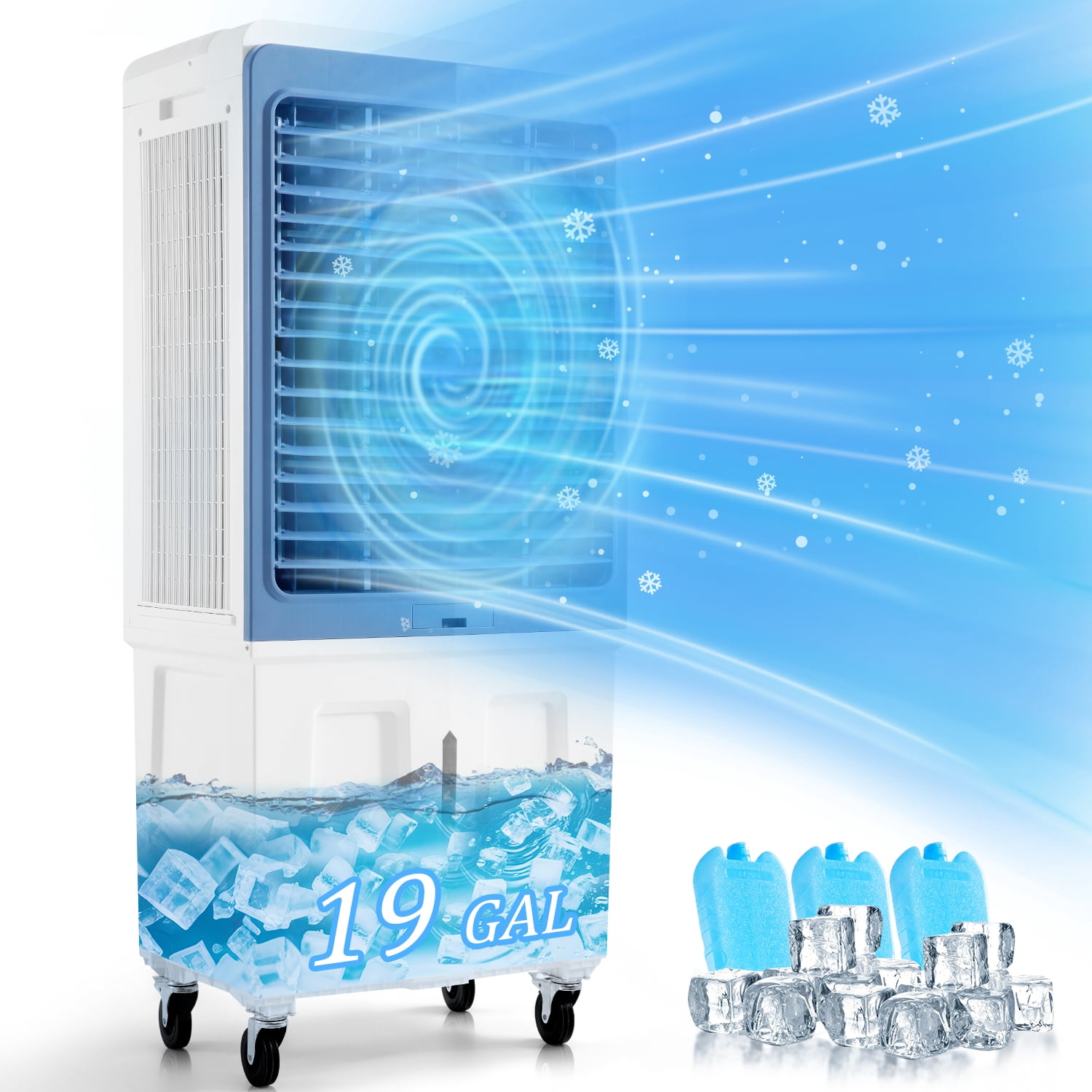 50.5" Swamp Cooler,6500 CFM 3-in-1 Evaporative Air Cooler with 19 ...