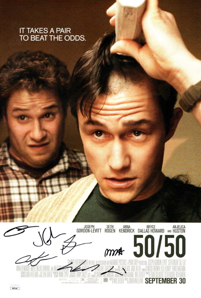 50/50 Cast Signed Autograph 11X17 Poster Rogan Gordon-Levitt 6 Sigs JSA ...