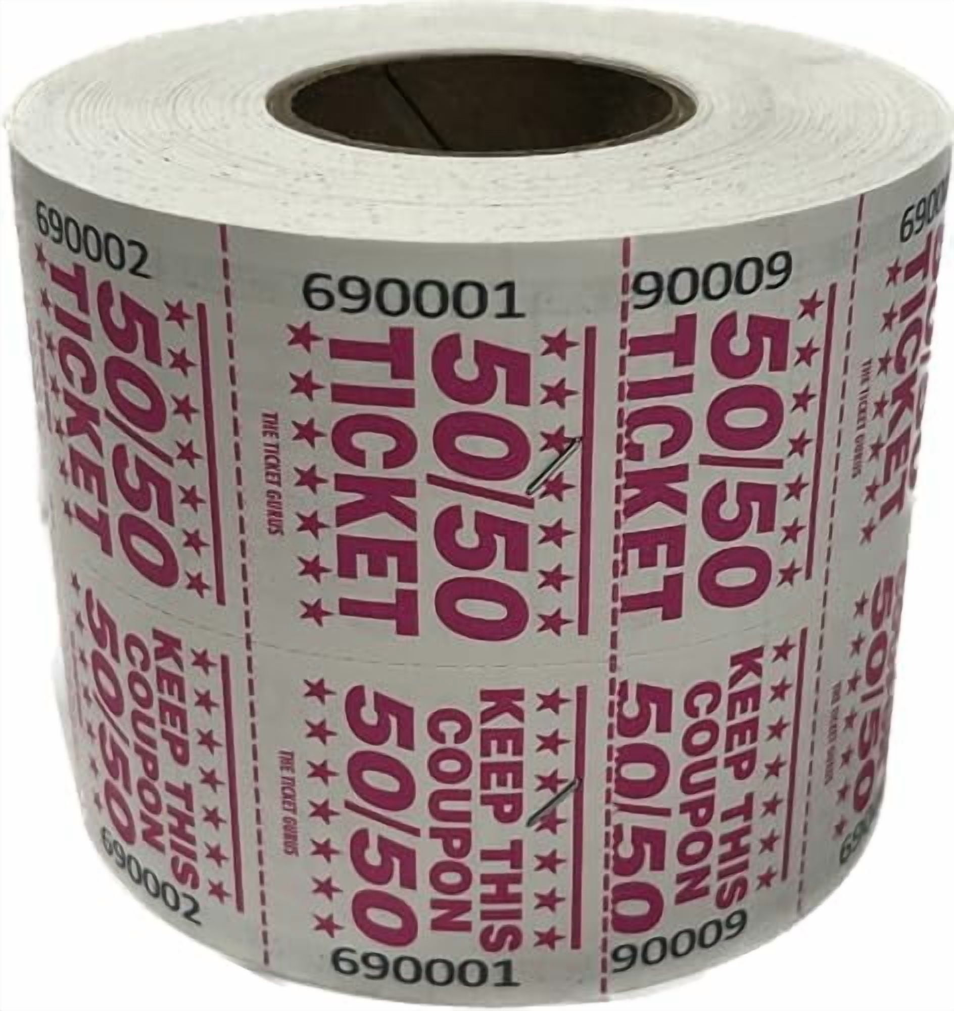 50 50 Marquee Raffle Tickets 1000 Roll Easy Read Series Pink