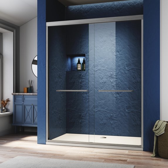 50-54"W x 72"H Sliding Shower Door, Adjustable Semi Frameless Shower ...