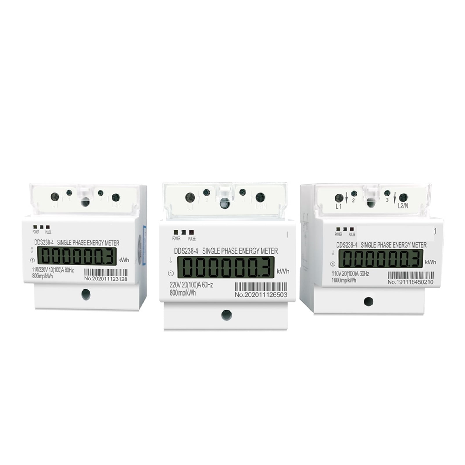 50-60HZ LCD Single Phase 2 Wire 3 Wire Din-rail KWh Watt Hour Energy ...