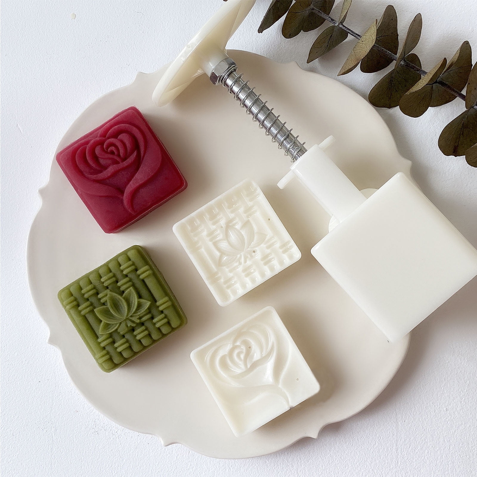 50-65g Bamboo Rose Flowers Chinese Style Mooncake Mold Refreshment Mung ...