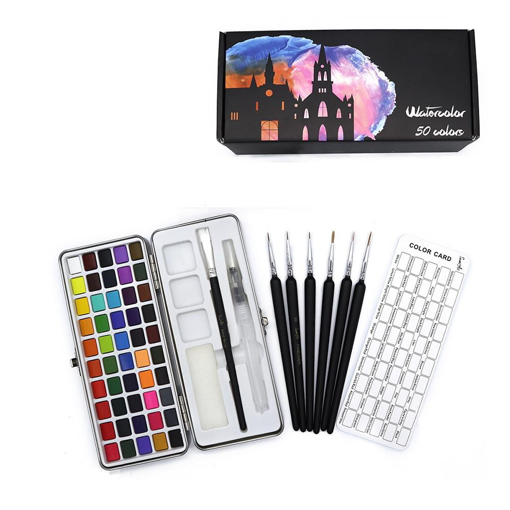 50/72/90 Colors Pure Water Color Paint Set Metal Iron Box Watercolor ...