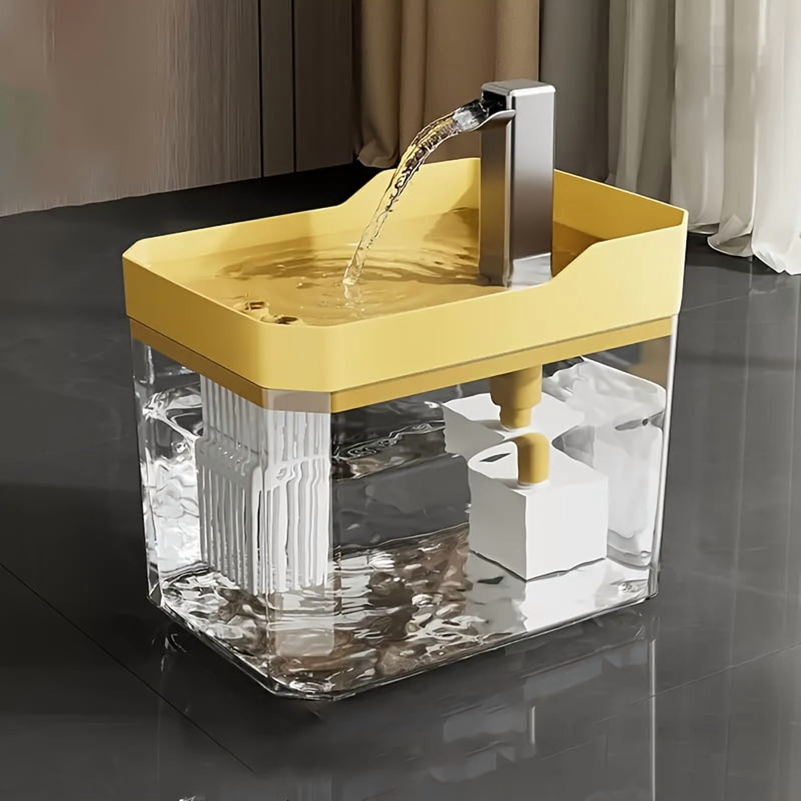 50.72oz USB Water Fountain - Quiet Recirculating Filter, Transparent ...
