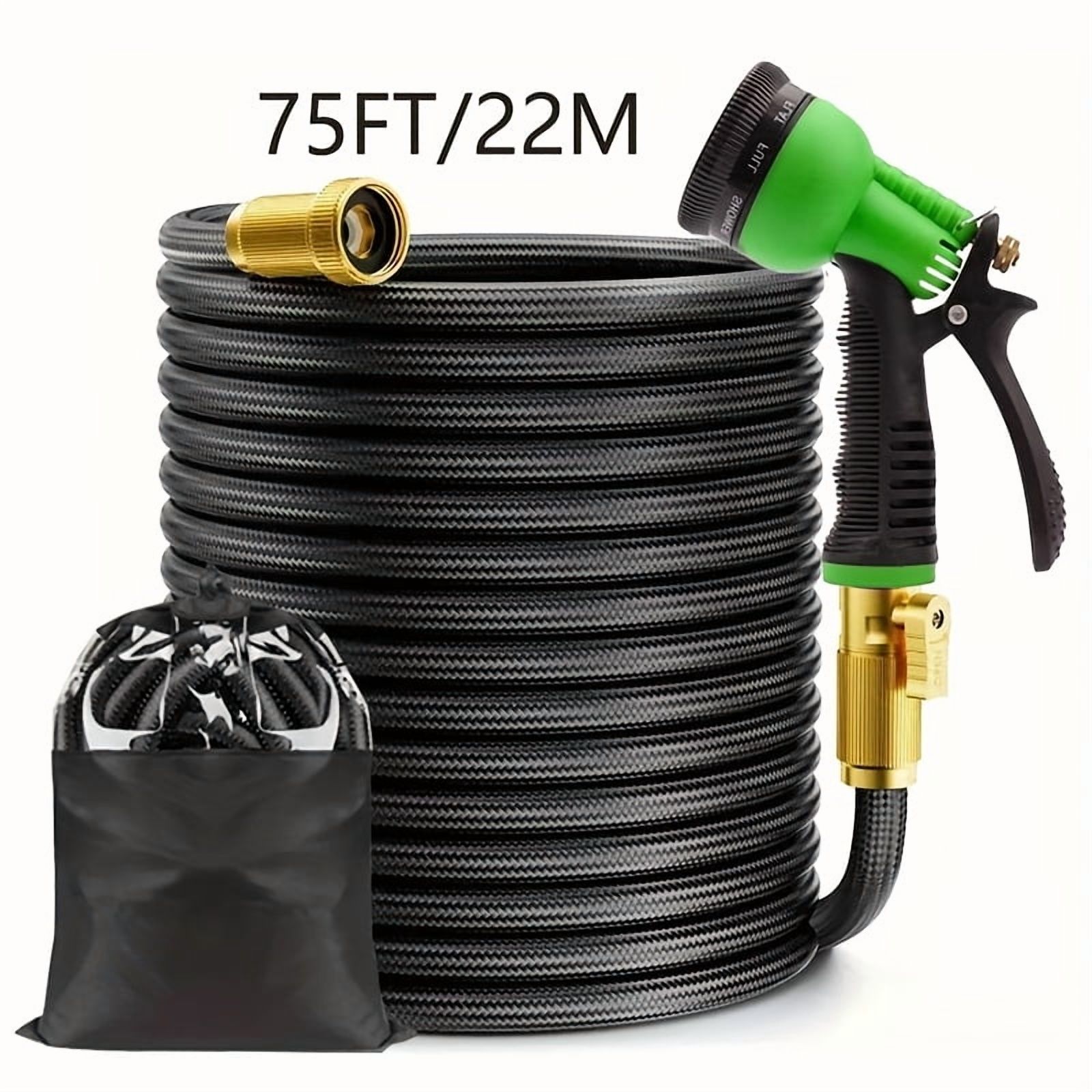 50/75/100ft Heavy-Duty Rubber Garden Hose | 3/4" Solid Brass Fittings ...