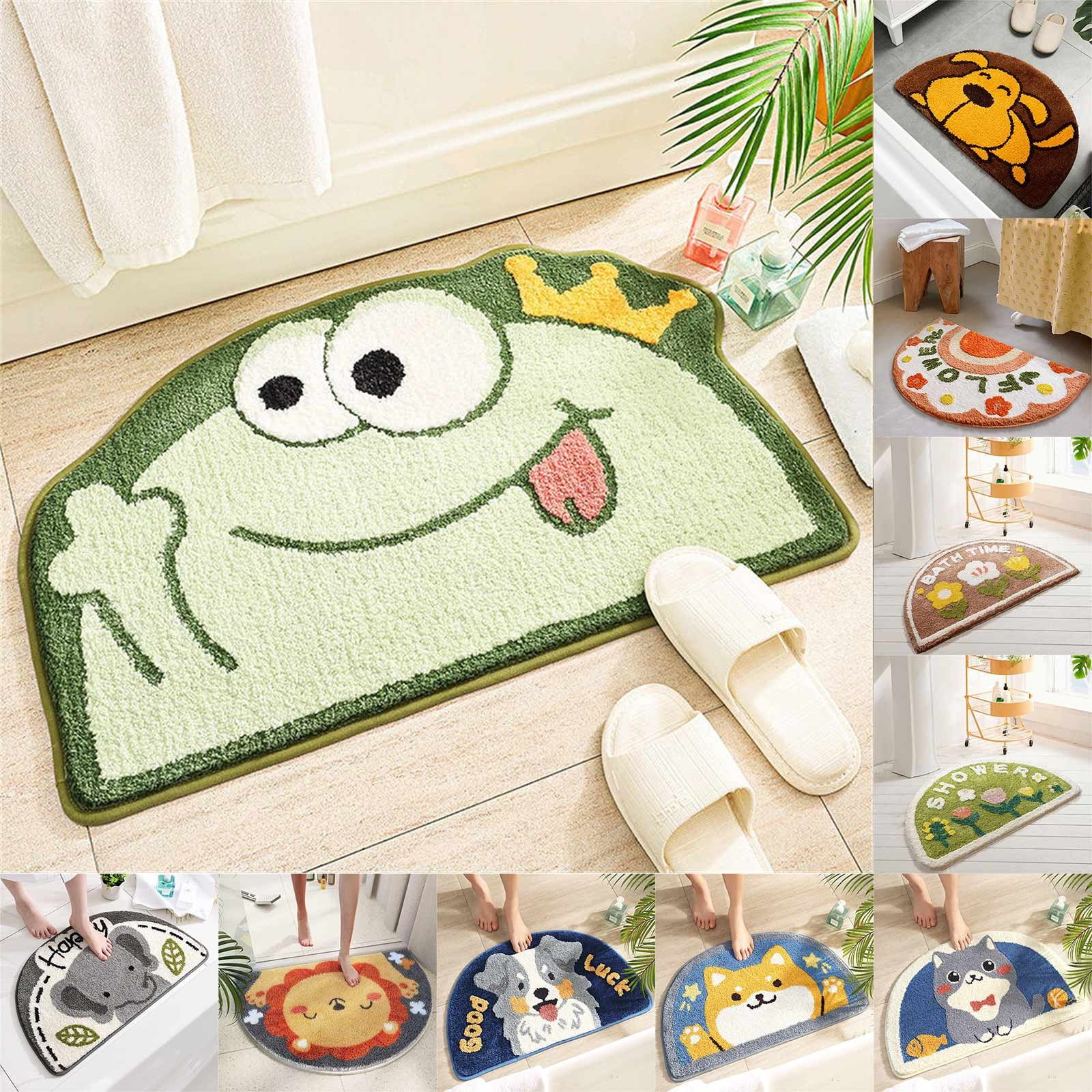 50*80cm Bath Mat Semicircular Bathroom Mat Sanitary Absorbent Mat ...
