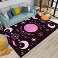 50*80cm Black Pink Moon & Star Print Flannel Floor Rug, Non-Slip Mat ...
