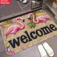 50*80cm Welcome Flamingo Print Flannel Bath Mat, Non-Slip Tropical ...
