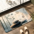 50*80cm Zen Bamboo & Stacked Stone Print Flannel Bath Mat, Non-Slip ...