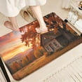 50*80cmAutumn Cabin Sunset Print Flannel Bath Mat, Non-Slip Rustic Fall ...