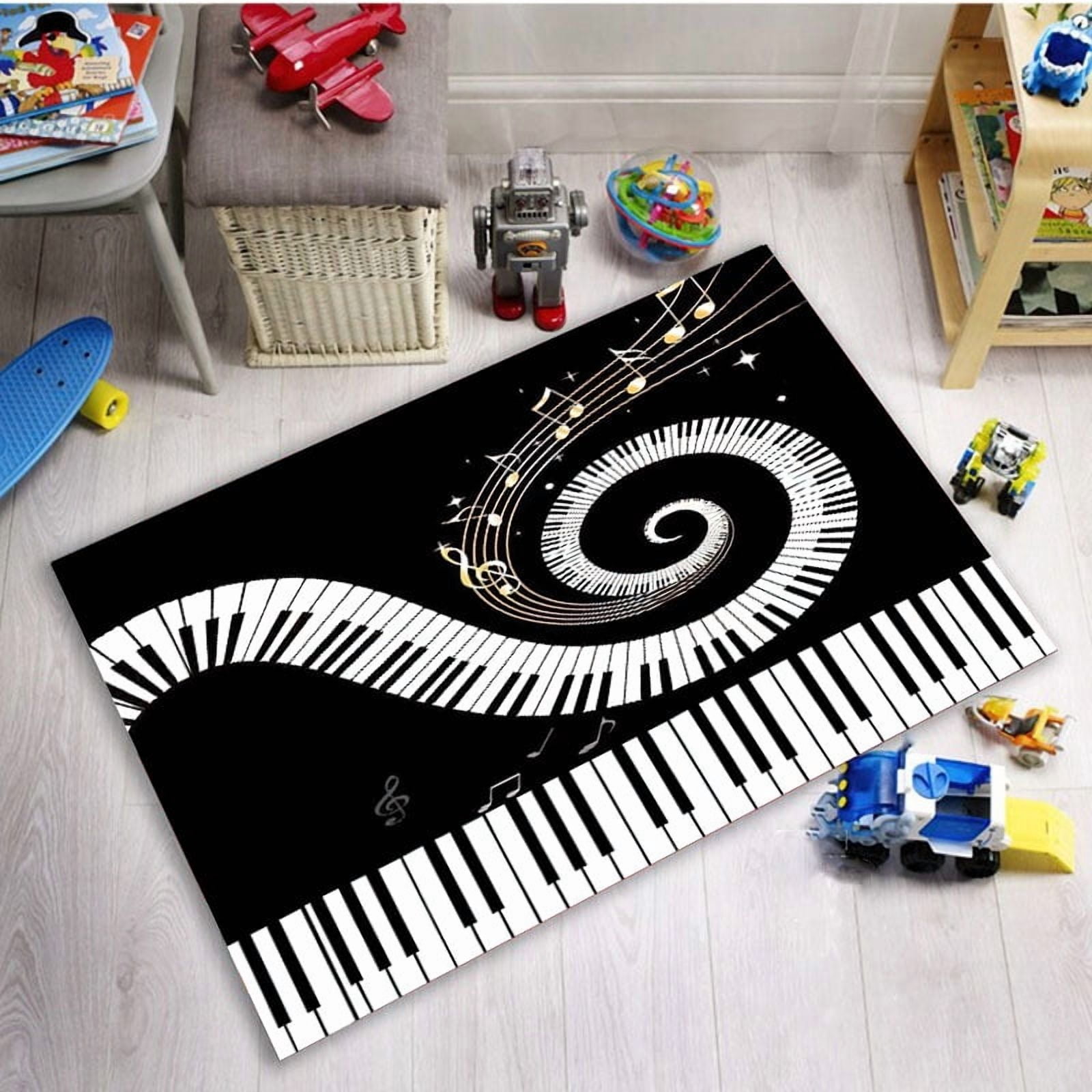 50*80cmVintage Treble Clef Music Note Print Flannel Doormat, Non-Slip ...