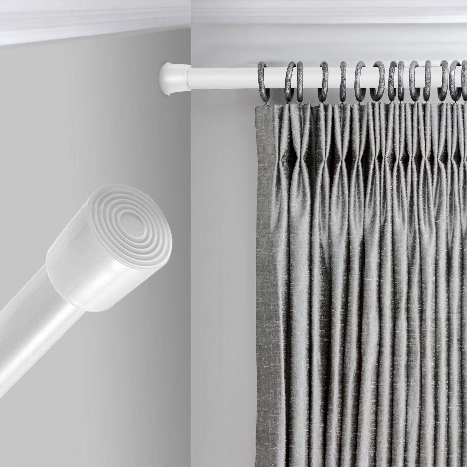 50/90/150cm Tension Curtain Rod, Spring Load Adjustable Curtain Pole ...